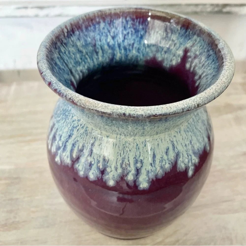 Accents | Handcrafted Eggplant Purple Blue And White Pottery Vase ...